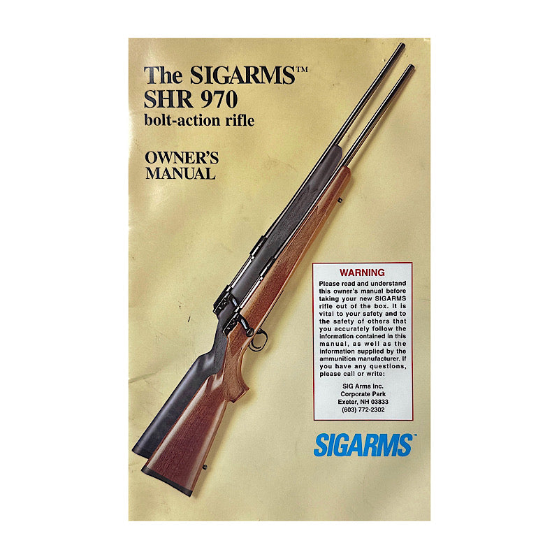 Sigarms SHR790 Bolt Action Rifle Owner's Manual - Canada Brass